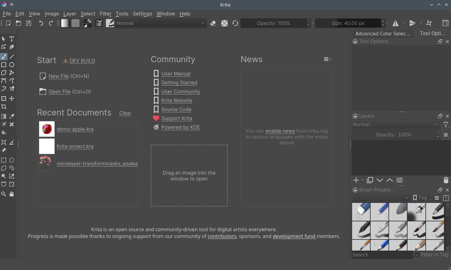 Iniciar O Krita Documenta o Krita Manual 5 2 0